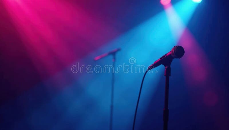 Pink Blue Stage Lights Illuminate a Microphone , Instrument, Light, Pop ...