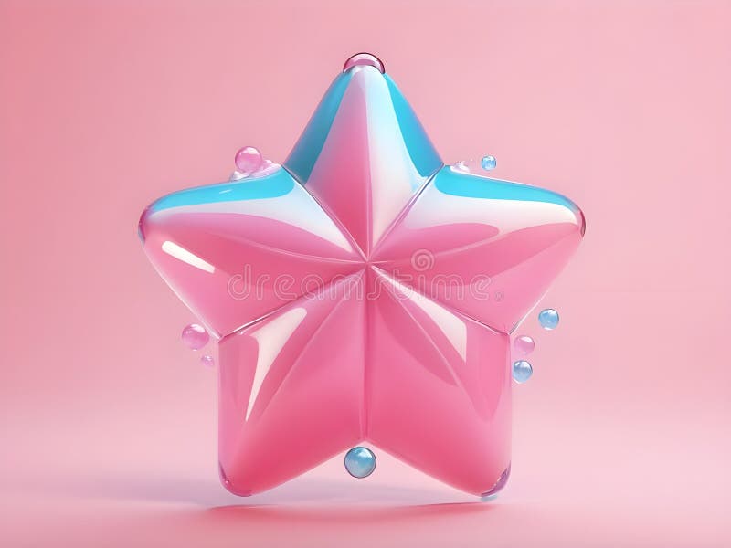 Pink Blue Star 3D Inflated Cute Bubble Glossy Glass Element Stock ...