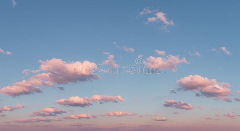 Pink and Blue Sunset Sky with Fluffy Clouds Stock Illustration ...