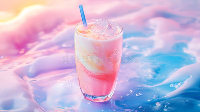 Pink and Blue Swirled Milkshake in Glass Stock Illustration ...