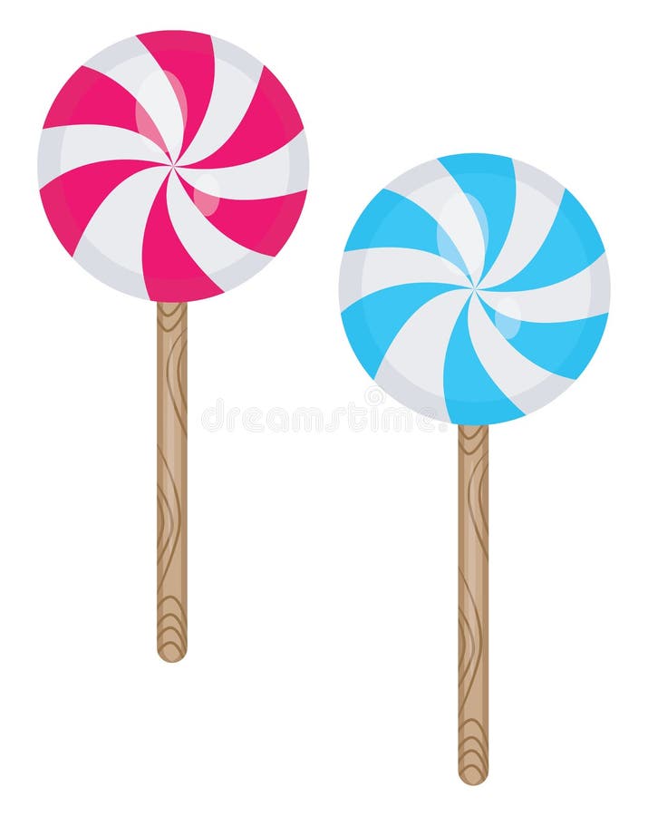 Pink and Blue Swirly Lolipops, Icon Stock Vector - Illustration of ...