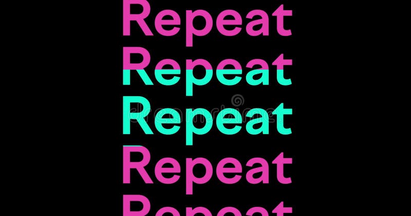 Black Text Repeat Animated on Red Background. Word Repeat Loop 4K ...