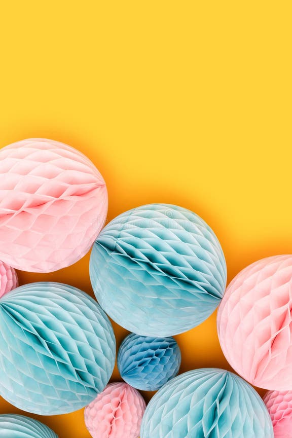 Pink and Blue Tissue Paper Balls Different Sizes. Stock Photo - Image ...