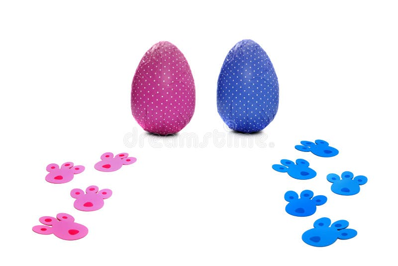Pink and Blue Tracks for Easter Eggs Hunt Stock Image - Image of food ...