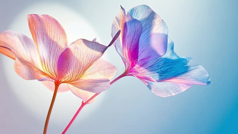 Two Translucent Flowers Dancing in the Light Stock Video - Video of ...