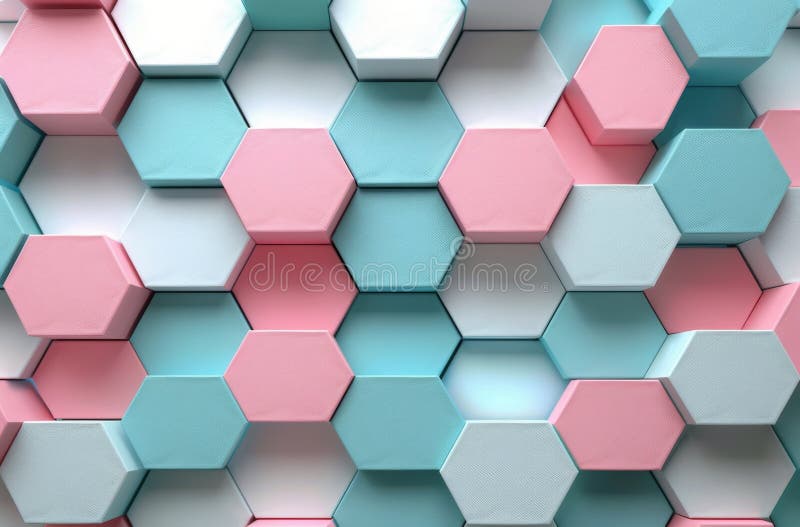 Pink, Blue, and White Hexagon Pattern Background Stock Image - Image of ...