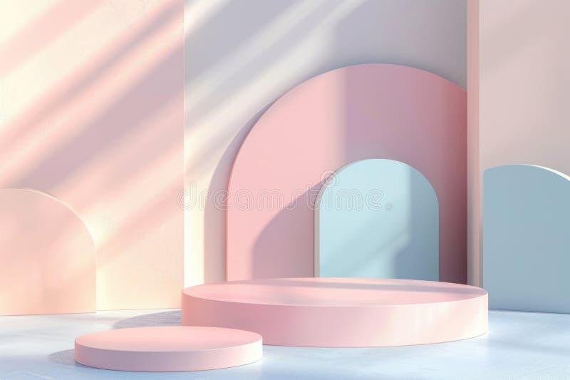 A Pink, Blue, and White Set of Stage Props, Including a Pink and Blue ...