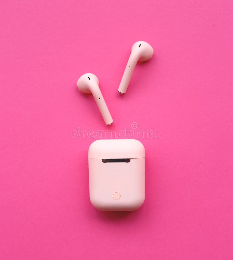 Pink Bluetooth Headphones on a Pink Background Stock Image - Image of ...