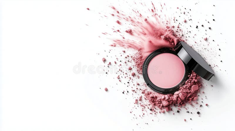 Pink Blush Exploding on White Background Creating a Powder Splash Stock ...