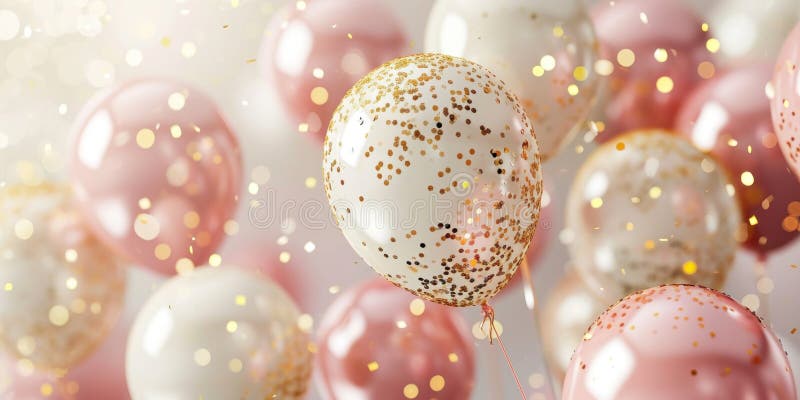 Pink Blush Gold Glitter Balloons Stock Photo - Image of decorations ...