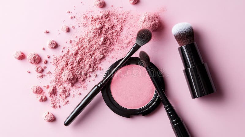 Pink Blush Makeup Powder Brushes Beauty Products Stock Illustration ...