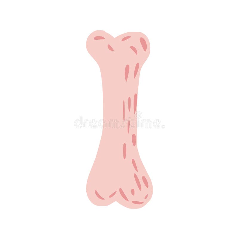 Pink Bone Isolated on White Background. Simple Bone Size Middle Sketch ...