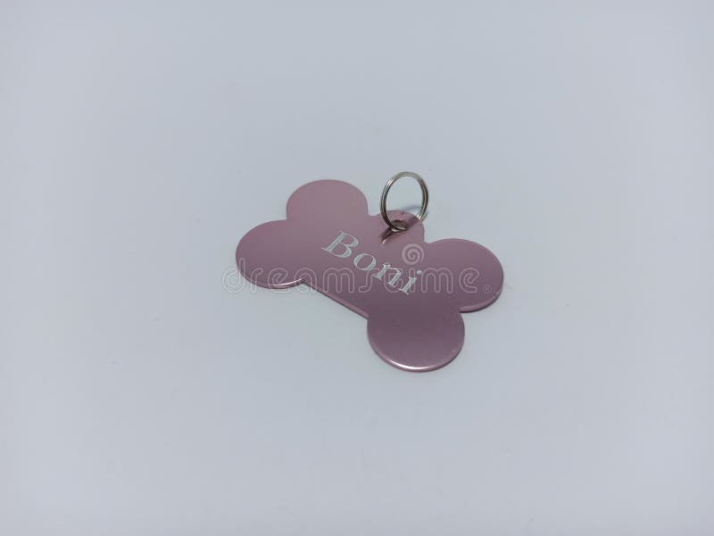 Pink Bone-shaped Dog Pendant with Name and Phone Number on the Back ...