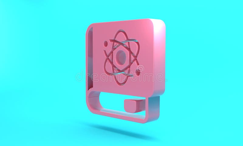 Pink Book about Physics Icon Isolated on Turquoise Blue Background ...