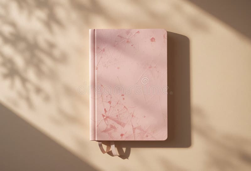 Pink Book with Shadow on Beige Surface Stock Illustration ...