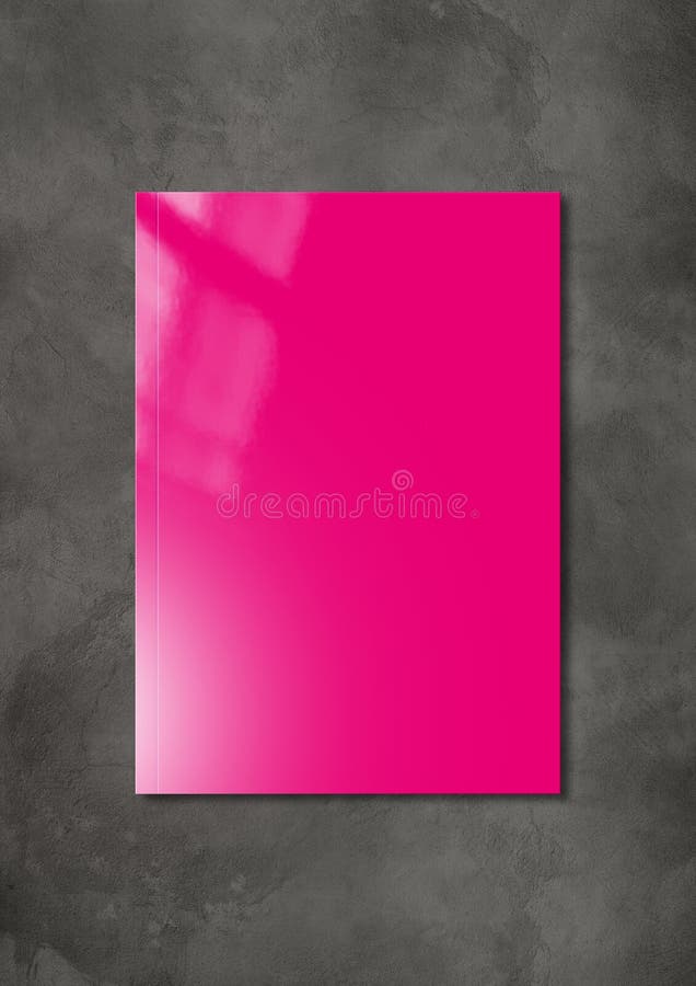 Pink Booklet Cover Template on Dark Concrete Background Stock Photo ...