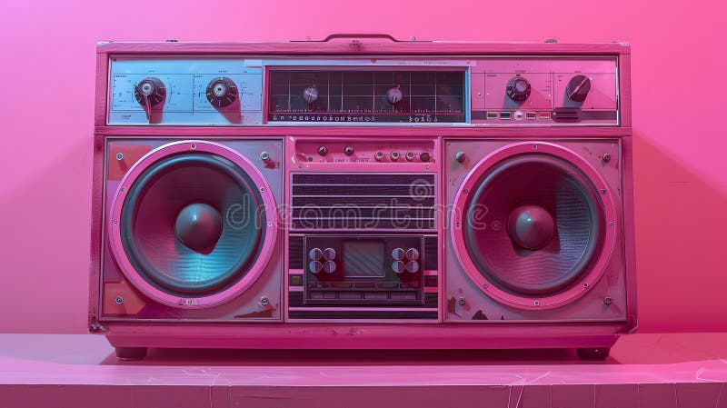 A Pink Boombox is on a Table Against a Magenta Wall Stock Photo - Image ...