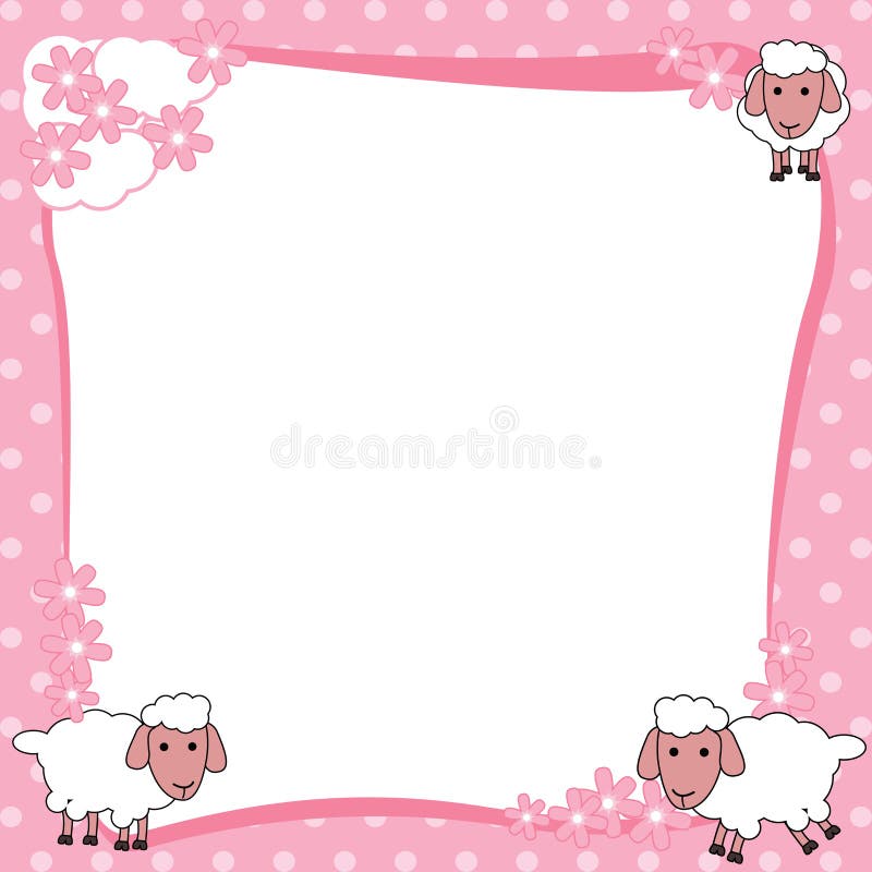 Pink Border Frame with Cute Sheep Stock Vector - Illustration of love ...