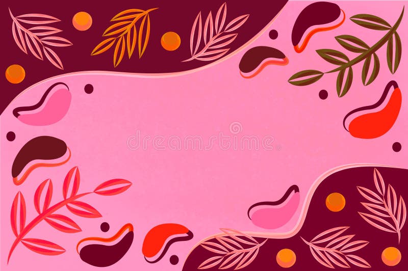 Pink Bordo Abstract Leaves and Shapes Copy Paste Background Stock ...