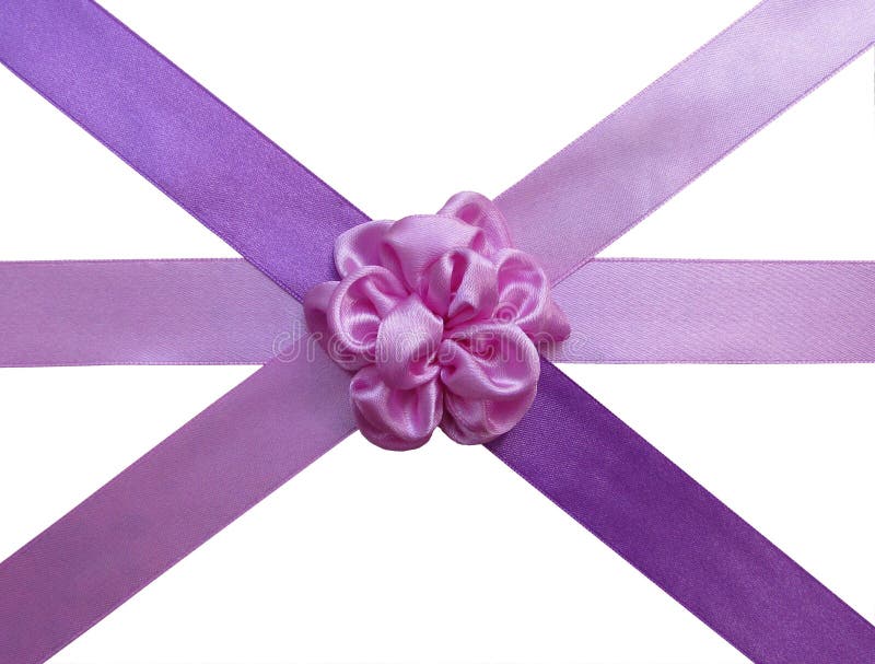 Pink Bow-flower on the Crossed Ribbons Stock Photo - Image of wrapped ...