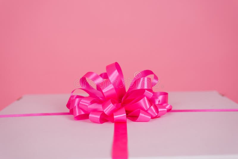 Pink Bow on a Gift Box Close-up for a Birthday Stock Image - Image of ...
