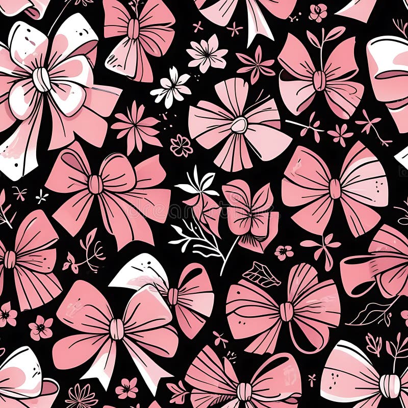 Pink Bow Pattern Design Pretty Bows Floral Seamless Background Stock ...