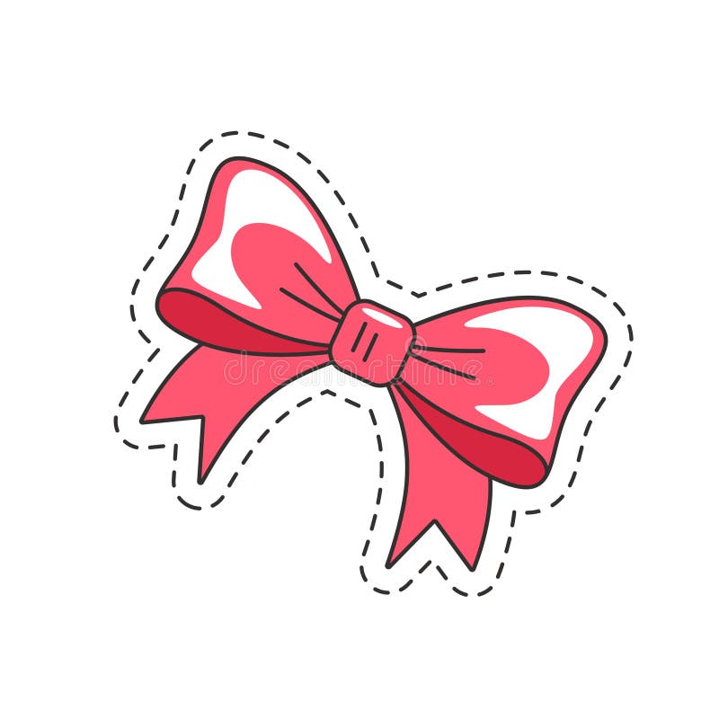 Pink Bow Sticker Vector Illustration Stock Vector - Illustration of ...