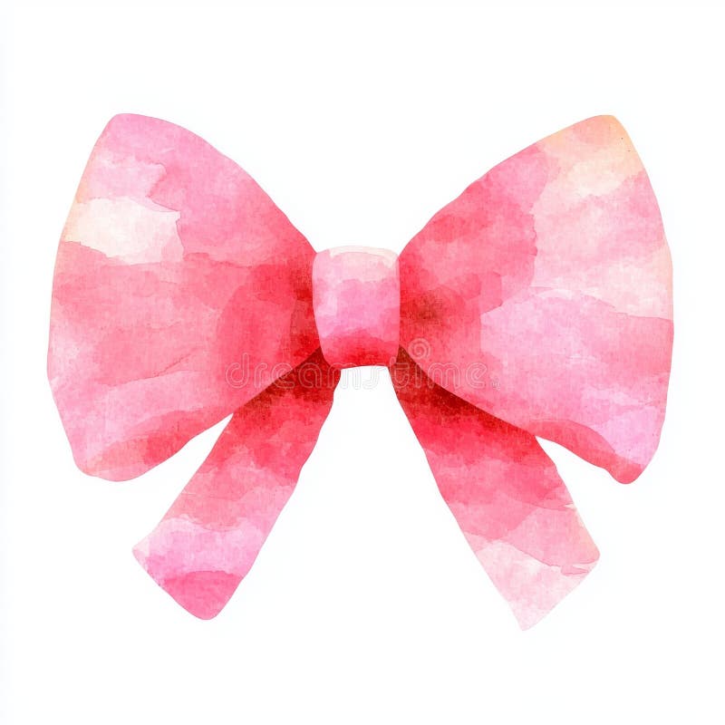 Pink Bow Watercolor Design, Isolated and Transparent Stock Image ...