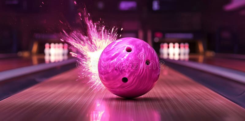 The Pink Bowling Ball Strikes the Pins with Dramatic Trails of Light ...
