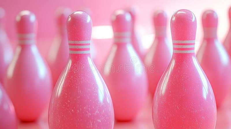 Pink Bowling Pins Arranged on a Pink Background Stock Image - Image of ...