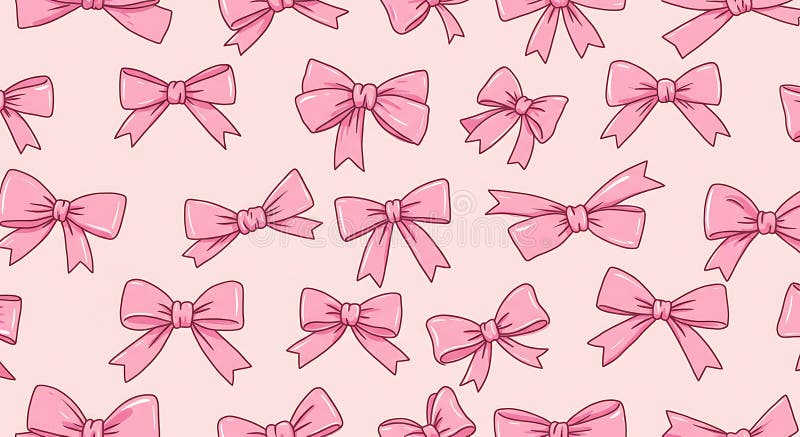 Pink Bows of Various Styles are Arranged in a Seamless Pattern on a ...