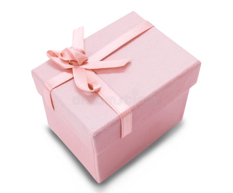 Single Pink Gift Box with Silver Ribbon Stock Image - Image of luxury ...