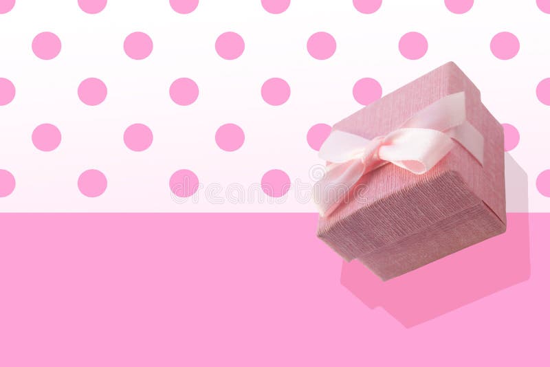 Pink Box with a Gift on a Pink Background with a Place for Text ...
