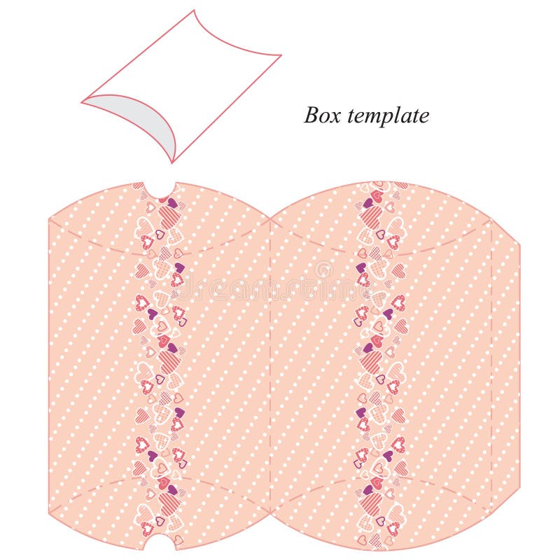 Box Template with Hearts and Dots Stock Vector - Illustration of handle ...