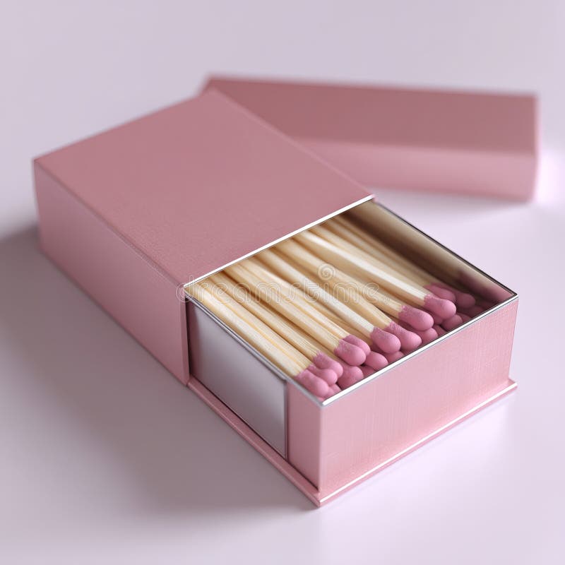 A Pink Box of Matches Sitting on Top of a Table Stock Image - Image of ...