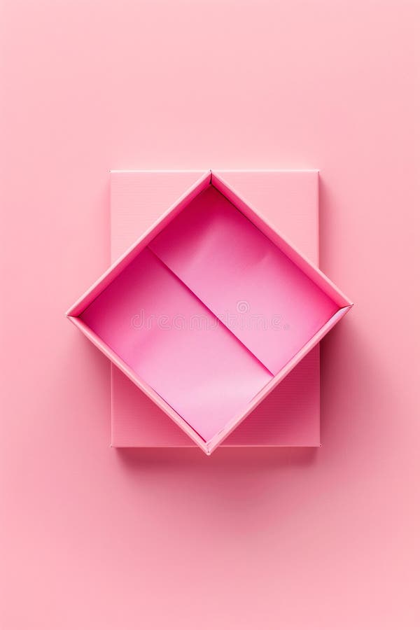 A Pink Box with a Pink Tissue Paper Stock Illustration - Illustration ...