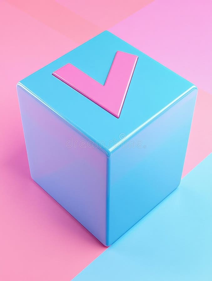 Pink box with V logo stock image. Image of marketing - 388668925
