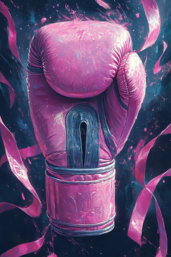 Pink Boxing Glove with Floating Ribbons in a Dynamic and Vibrant ...