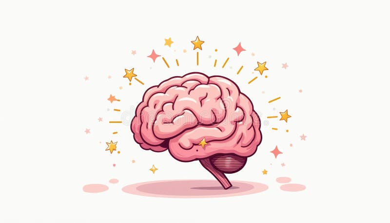 Pink Brain Icon Represents Idea Innovation Concept. Illustration ...