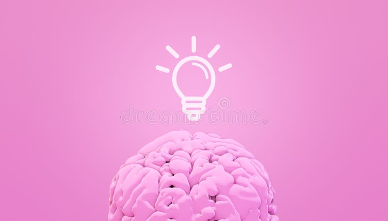 The Pink Brain in Light Bulb for Creative or Business Concept 3d ...