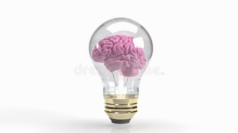 The Pink Brain in Light Bulb for Creative or Business Concept 3d ... The Pink Brain in Light Bulb for Creative or Business Concept 3d ...
