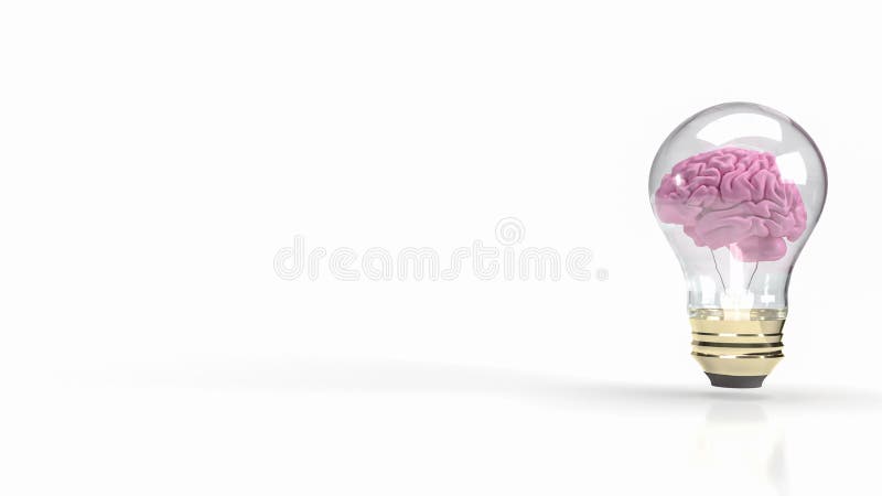 The Pink Brain in Light Bulb for Creative or Business Concept 3d ...