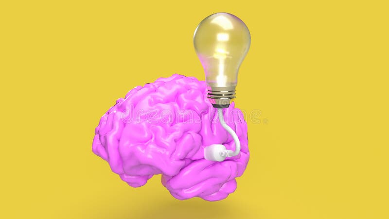 The Pink Brain in Light Bulb for Creative or Business Concept 3d ...