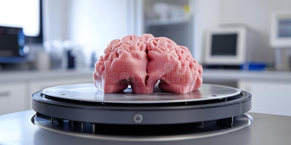 Pink Brain-like Object on Circular Platform Stock Illustration ...