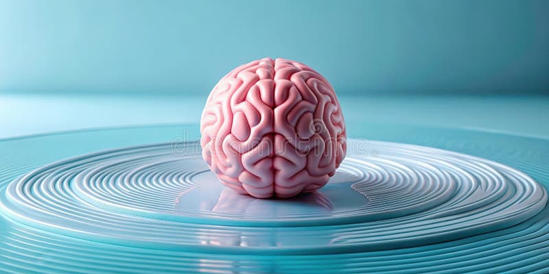 Pink Brain Model on Abstract Circular Platform Exploring the Mysteries ...