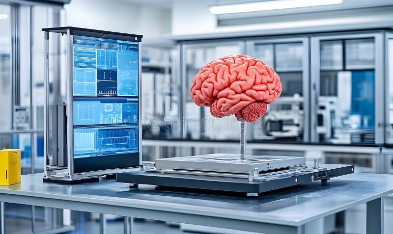 AI Brain Research Lab stock illustration. Illustration of neurology ...