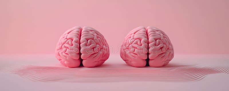 Pink Brain Models Neuroscience Mental Health Intelligence 3D Render ...
