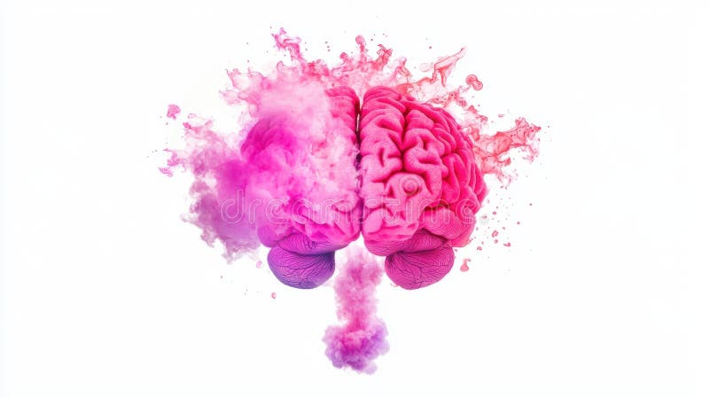 A Pink Brain with a Purple Base. Stock Photo - Image of generated ...