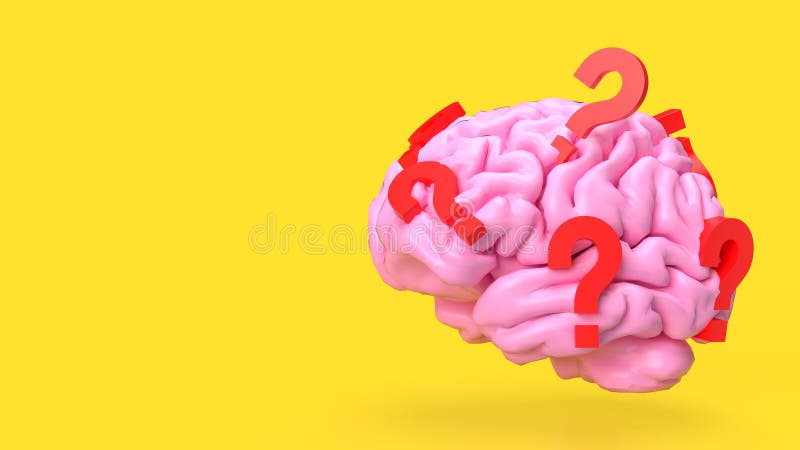 The Pink Brain and Red Question Mark for Sci or Education Concept 3d ...