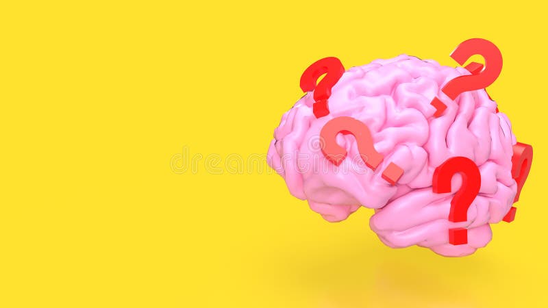 The Pink Brain and Red Question Mark for Sci or Education Concept 3d ...